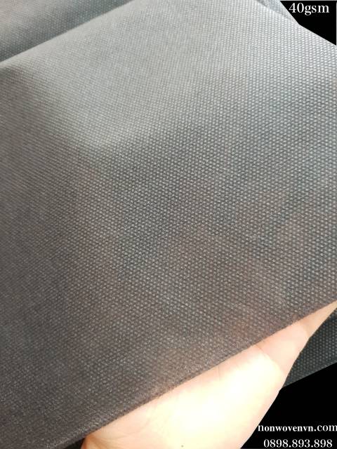Vải không dệt màu đen 2S vân mè 40gsm - Black Non woven SS 40gsm